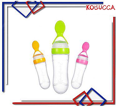 Botol Sendok Makan Bayi Kombinasi Silikon PP Botol Susu Anak Warna Dot ...