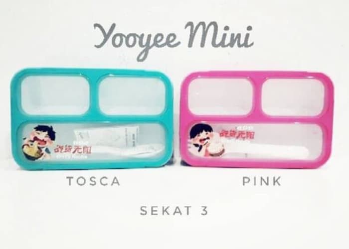 Yooyee Mini 3 Sekat Grid Bento Lunch Box Anti Tumpah Tempat Makan Anak ...
