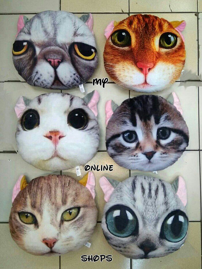 Bantal Kucing Desain Cat 3D Pillow Lucu Buat Tidur Main Interior Print ...